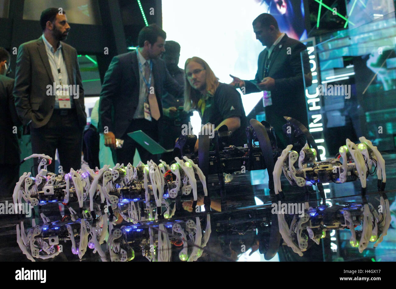 Dubai, United Arab Emirates. 16th Oct, 2016. The dancing spider robot ...