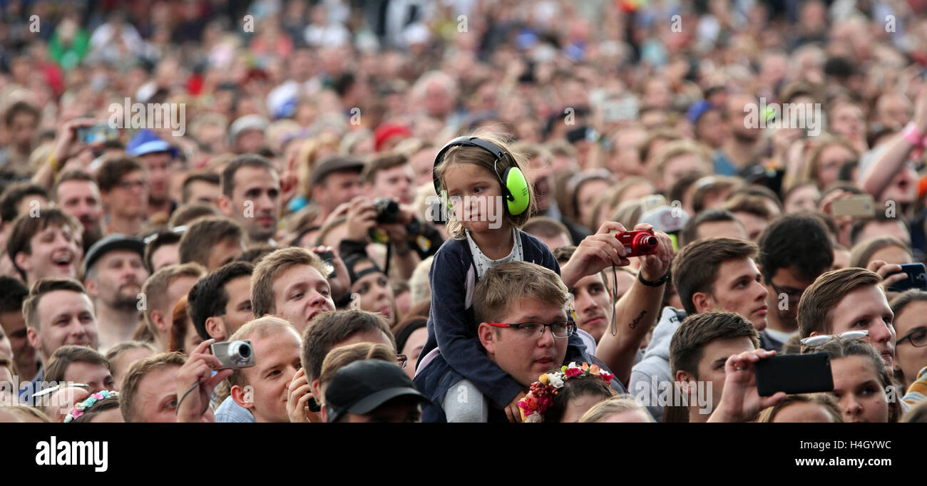 Little girl enjoys a concert at the Colours of Ostrava music festival ...