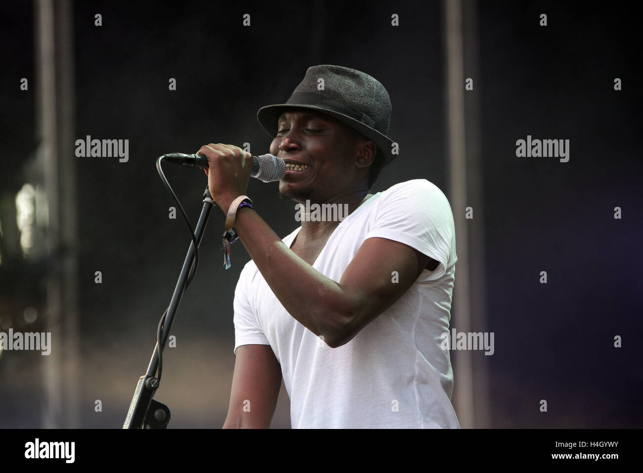 Aliou Toure, the lead singer of Songhoy Blues performs at the Colours ...