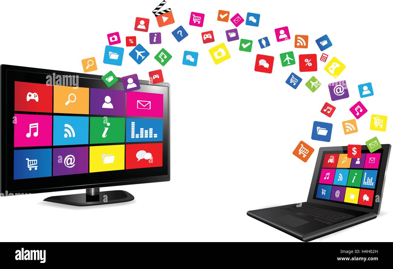 Laptop icon white Stock Vector Images - Alamy