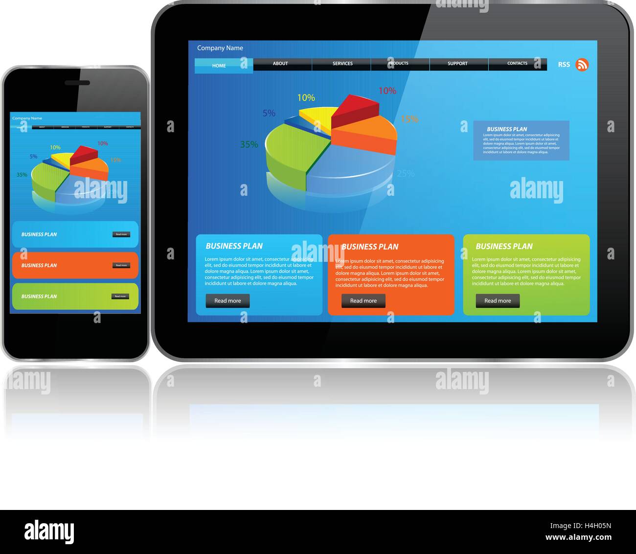 Tablet and Smartphone.Responsive website template on multiple devices ...