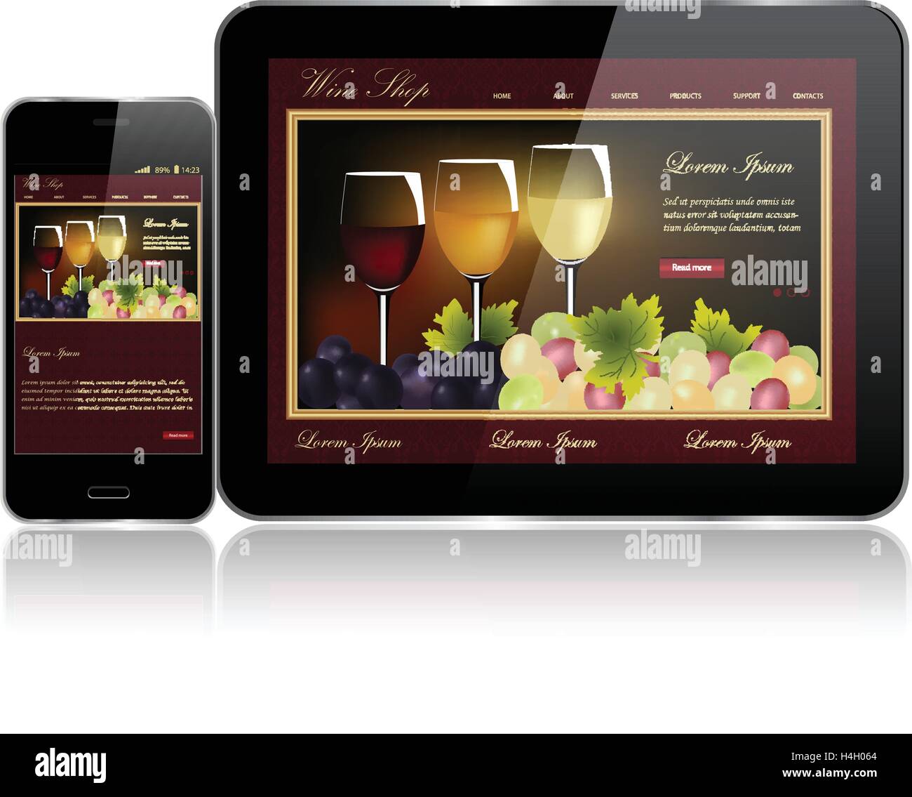 Tablet and Smartphone.Responsive website template on multiple devices ...