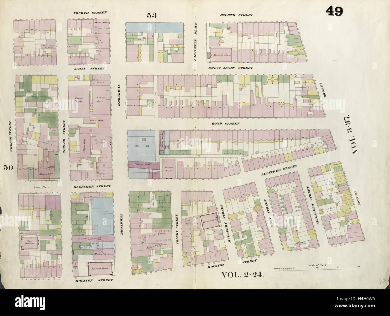 Old map of the bowery hi-res stock photography and images - Alamy