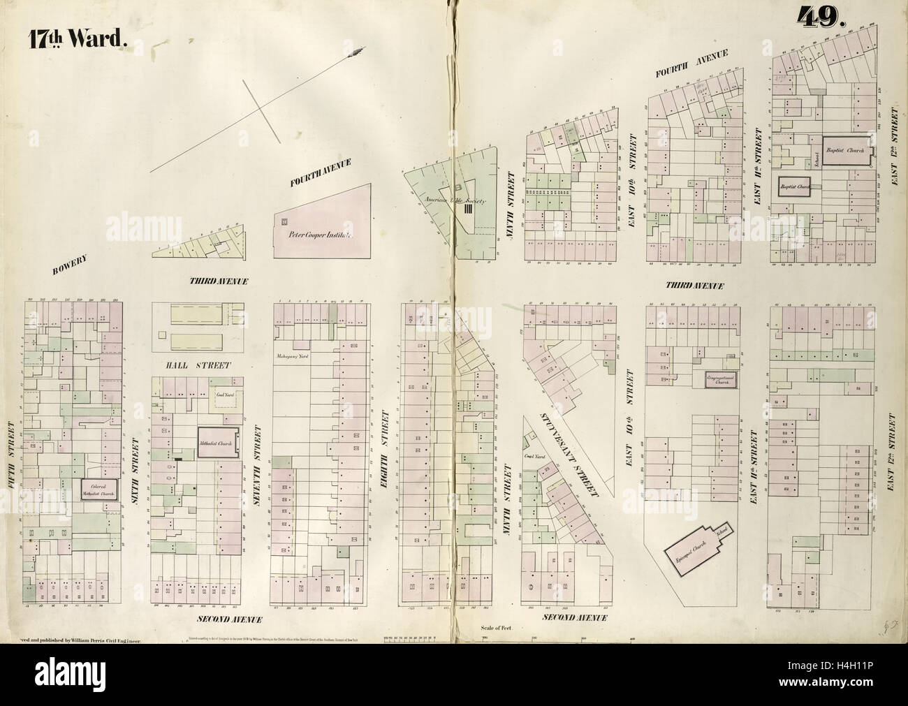 Old map of the bowery hi-res stock photography and images - Alamy