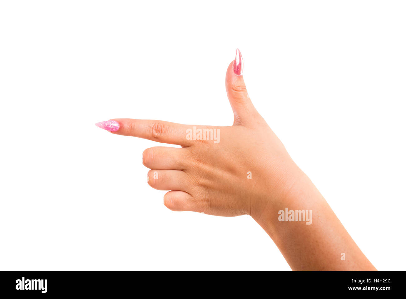 A female hand directing you to the left Stock Photo - Alamy