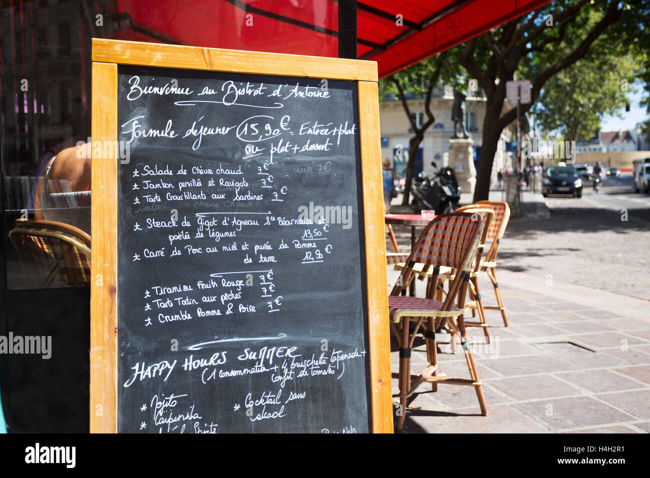 Paris, France : August 14, 2016 - Menu board outside a french ...