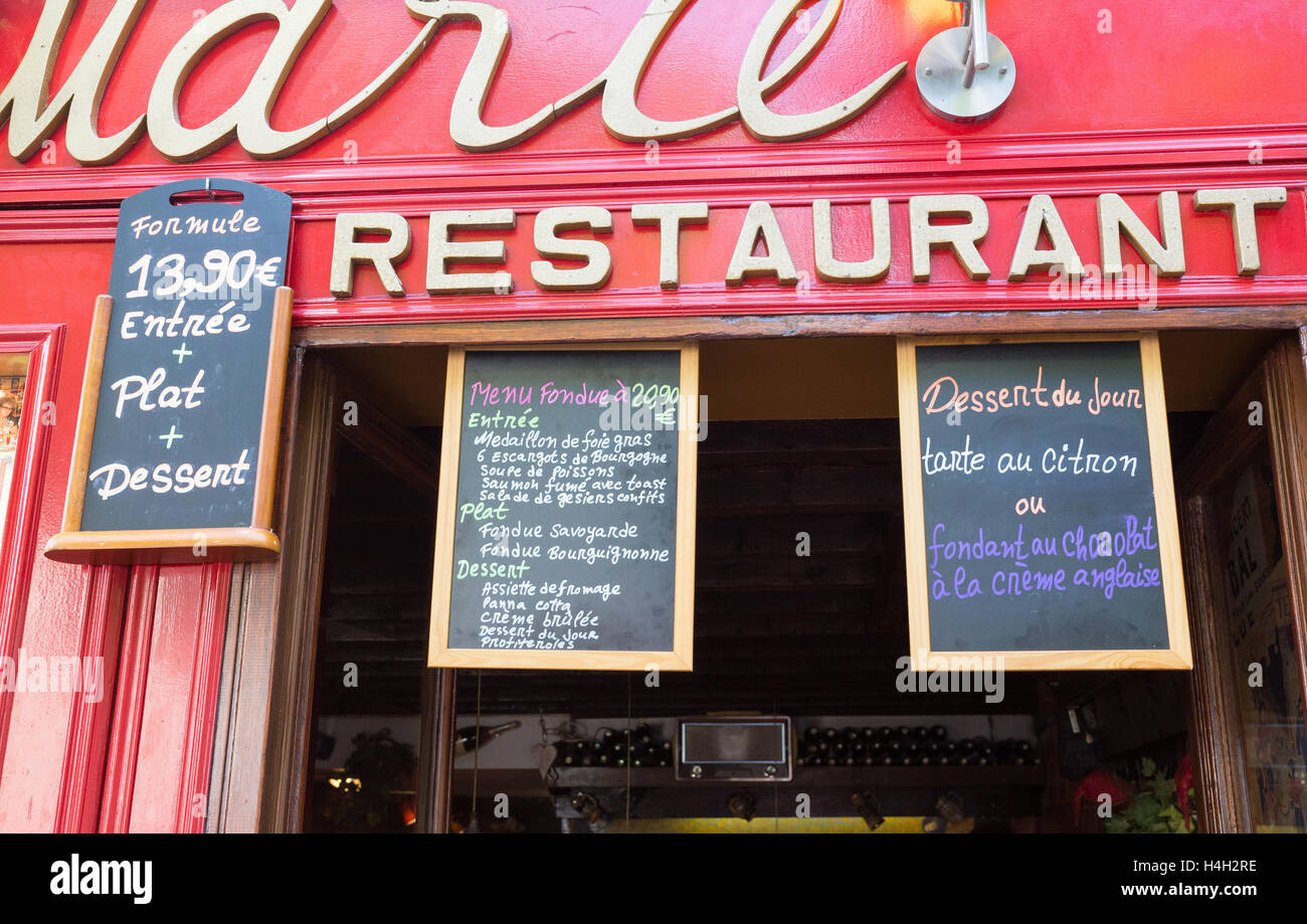 Paris, France : August 13, 2016 - Menu board outside a french ...