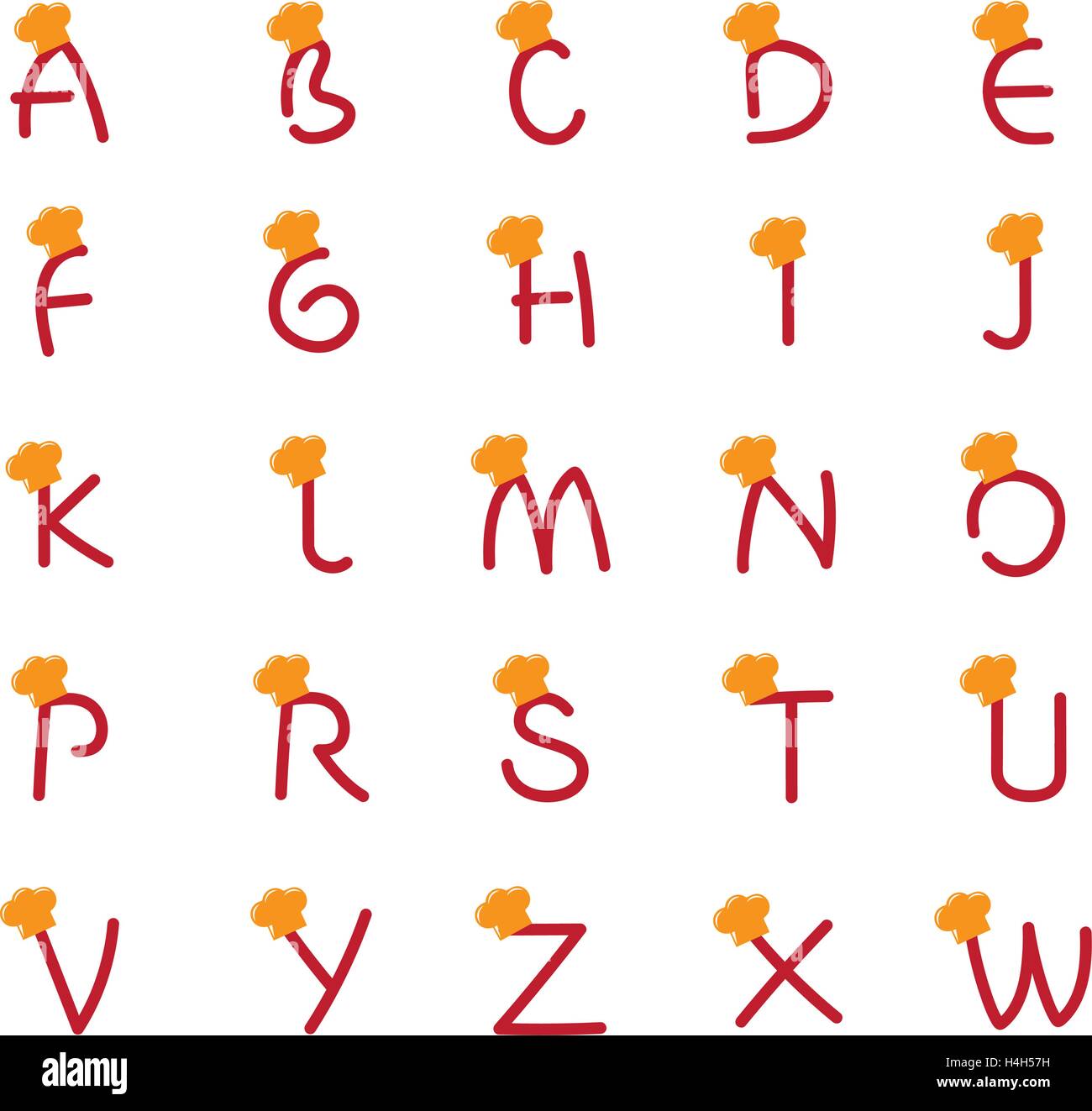 Cook Themed Alphabet Design Concept, EPS 8 supported Stock Vector Image ...