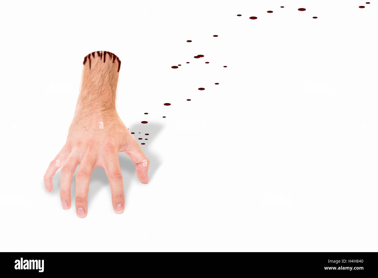 Alive Hand cut with blood halloween background Stock Photo - Alamy