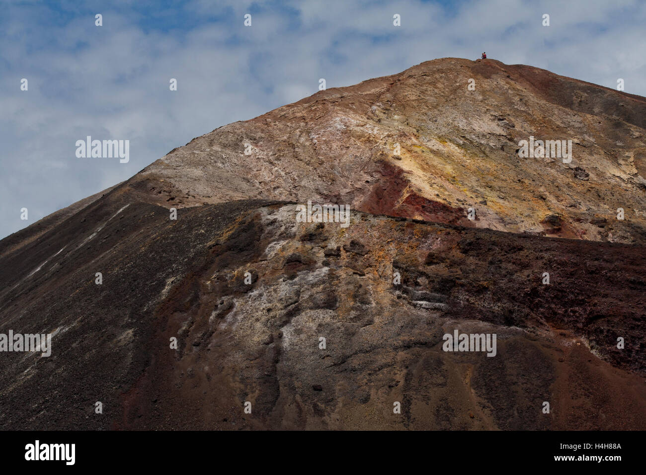A view up and along the crater rim of the volcano Cerro Negro with a ...