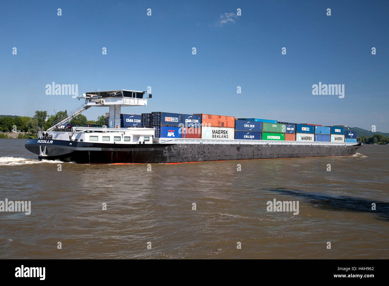 Freight barge on river containers High Resolution Stock Photography and ...