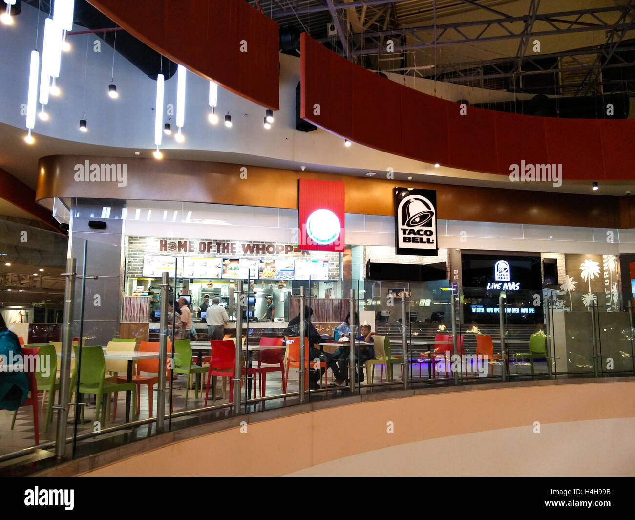 Food court at a shopping mall in Noida Delhi Stock Photo - Alamy