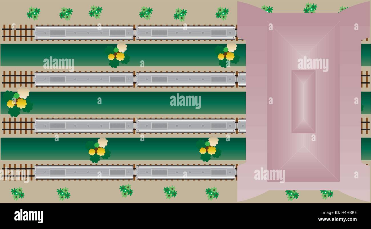 Top View of Diesel Railcar train at Station Vector Illustration Stock ...