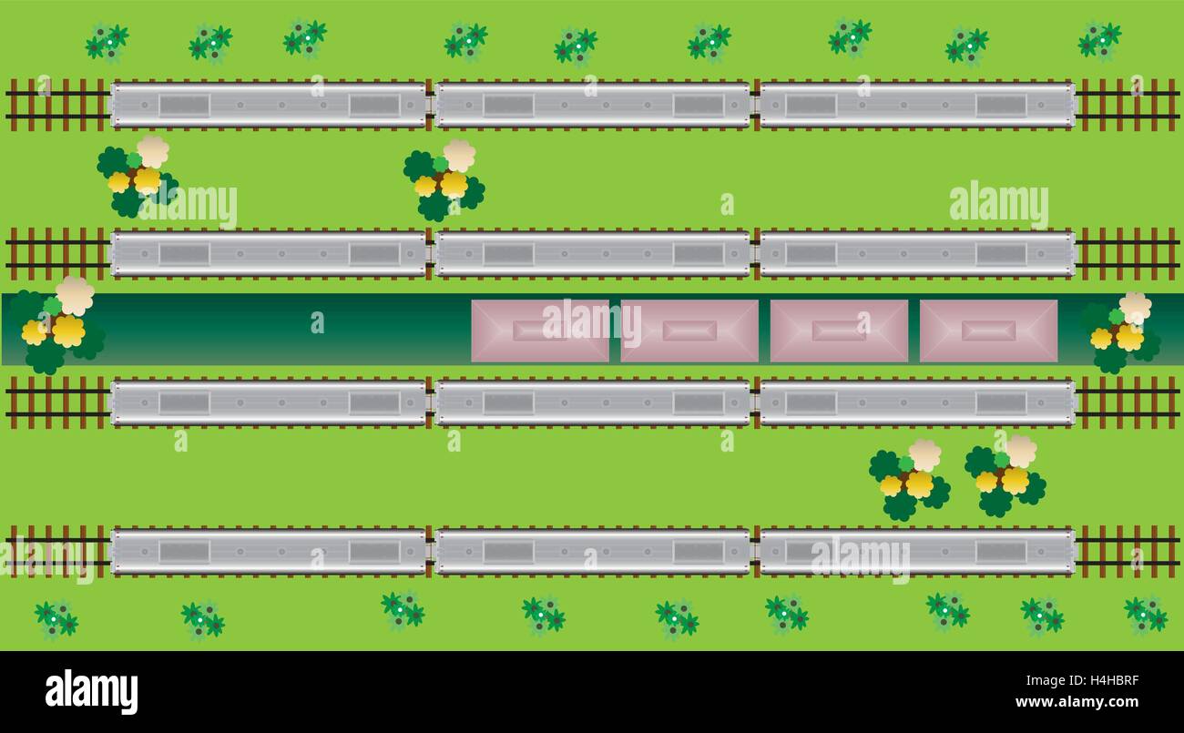 Top View of Diesel Railcar train at Station Vector Illustration Stock ...
