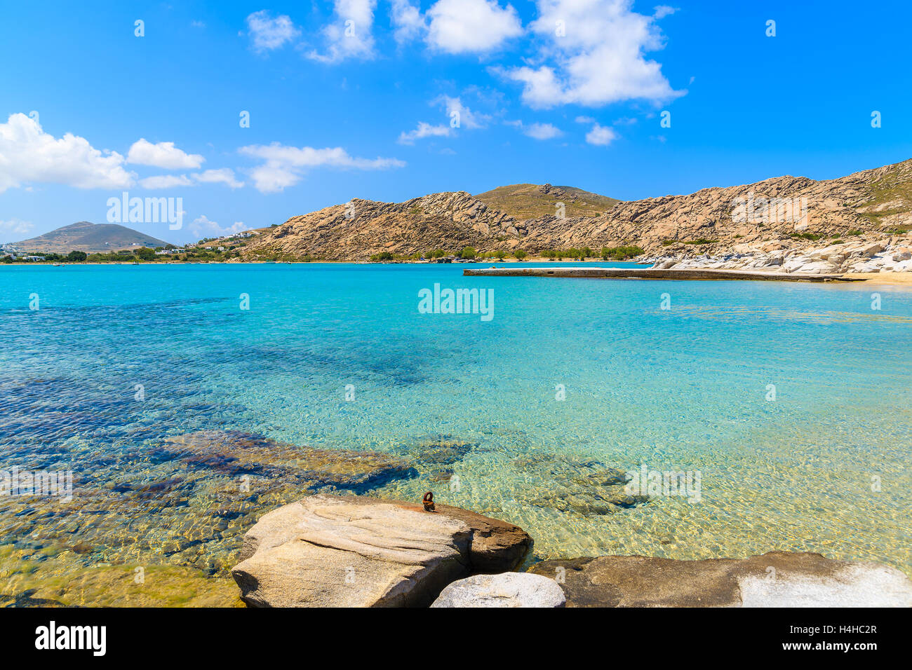 Crystal clear turquoise sea water of Kolymbithres beach, Paros island ...