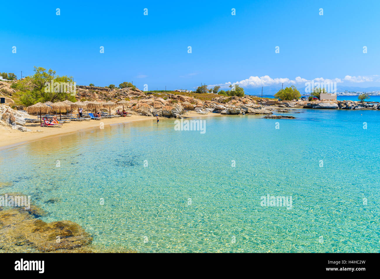 Crystal clear turquoise sea water of Kolymbithres beach, Paros island ...
