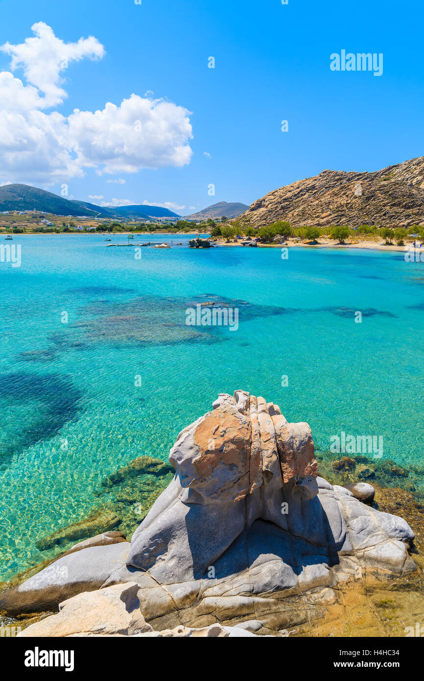 Crystal clear turquoise sea water of Kolymbithres beach, Paros island ...