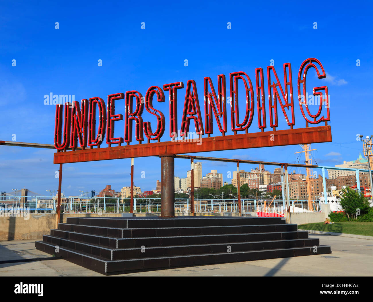 Neon sculpture by Martin Creed, Brooklyn Bridge Park, Brooklyn, New ...
