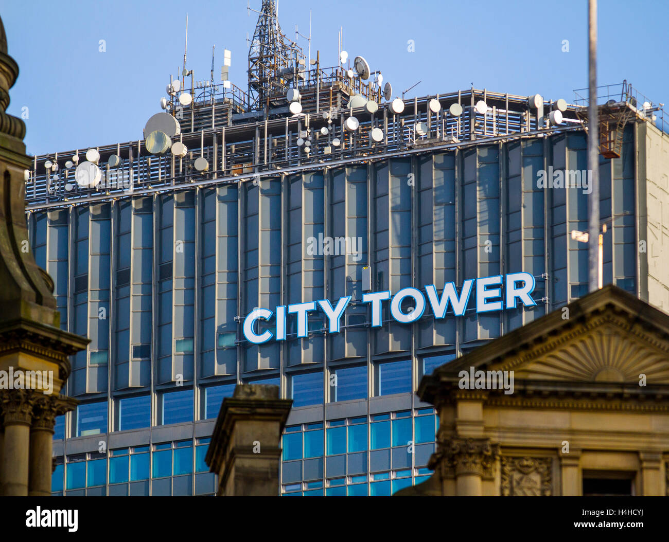 Manchester City centre communications hub; Phone masts on the City ...