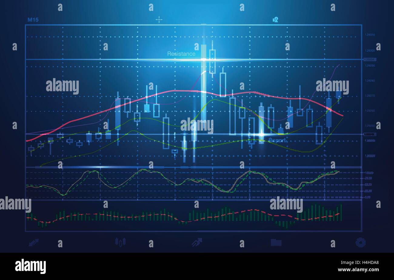 Vector stock charts and market analysis in blue theme Stock Vector ...