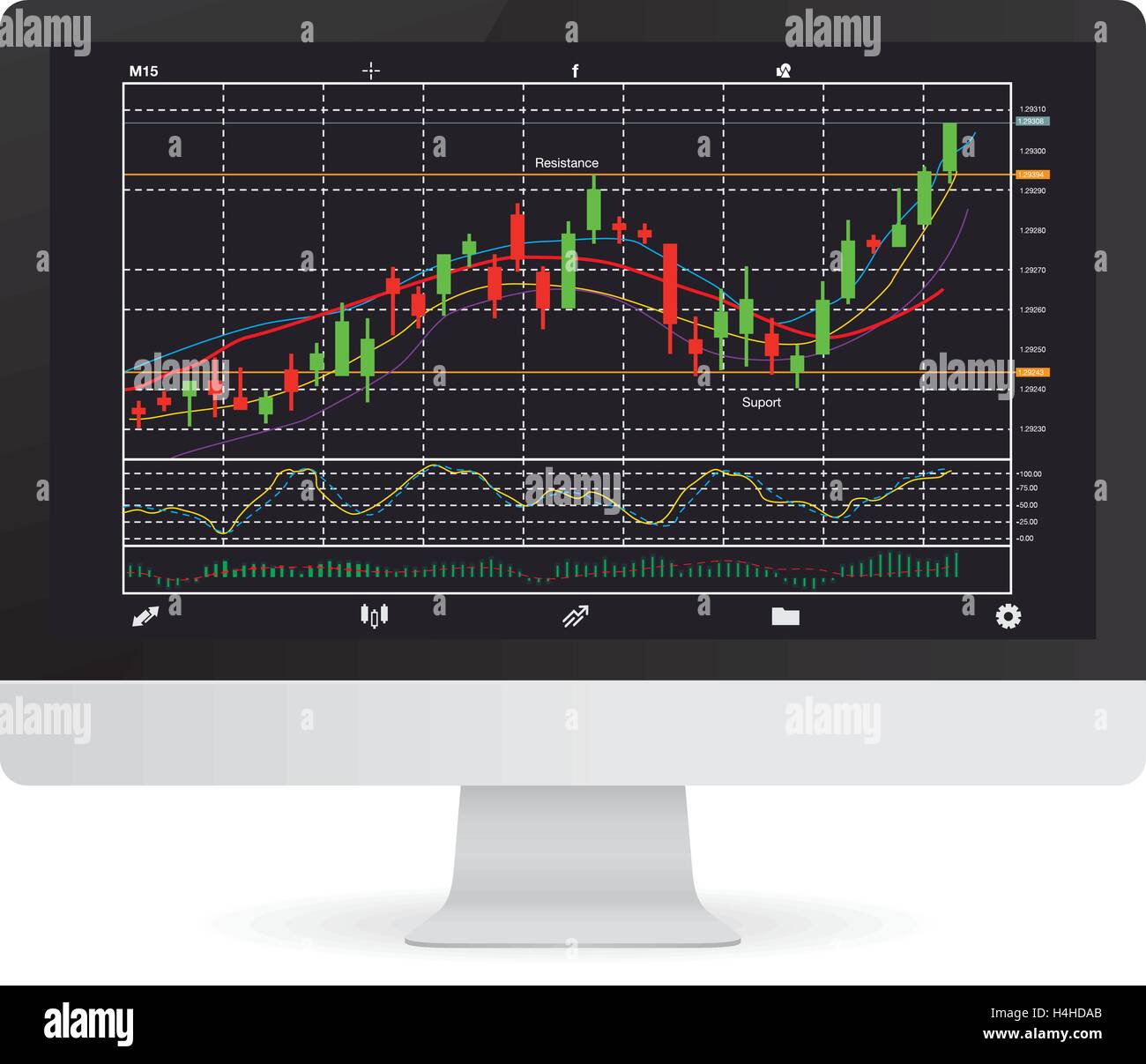 Stock chart on white computer screen Stock Vector Image & Art - Alamy