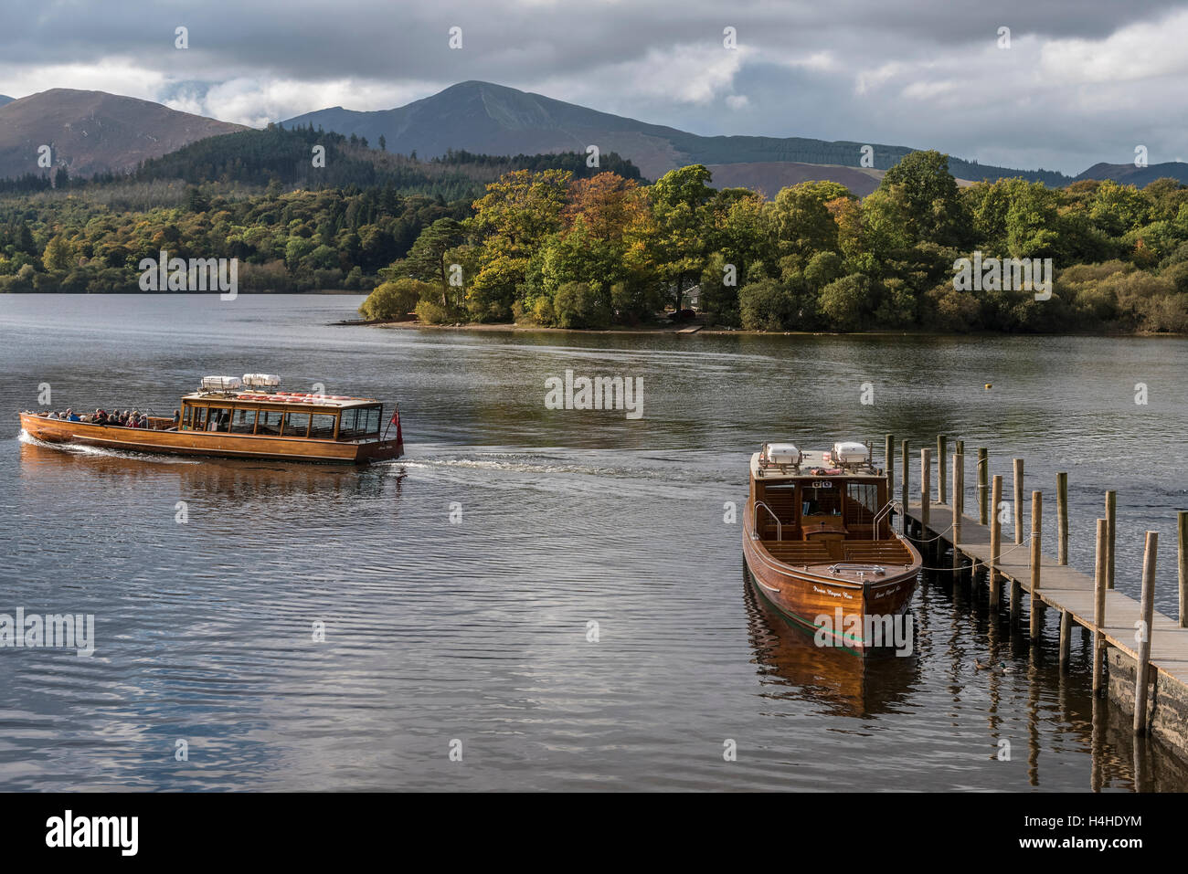 Derwentwater at Keswick with pleasure launch Stock Photo - Alamy