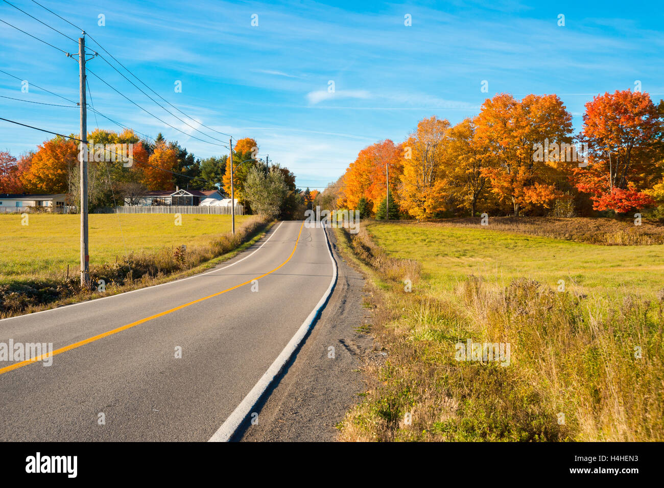 Fall colors: autumn foliage in Quebec countryside near Saint-Jerome ...