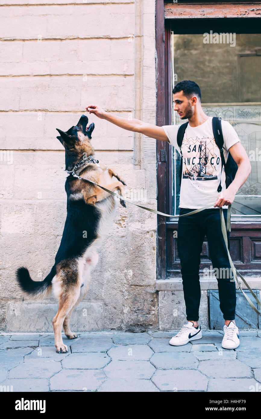 Man dog posing on street hi-res stock photography and images - Alamy