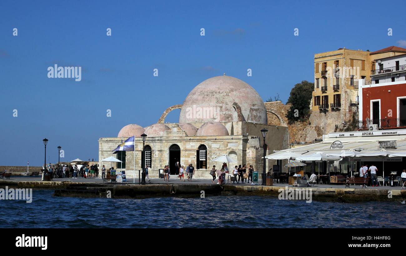 The Venetian Harbour at Hania on Crete in Greece Stock Photo - Alamy