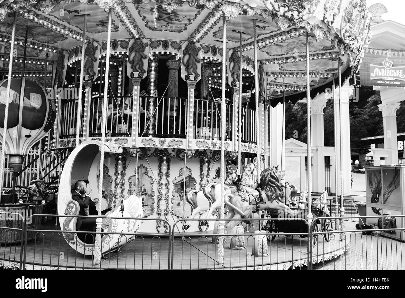 Beautiful horse carousel Black and White Stock Photos & Images - Alamy