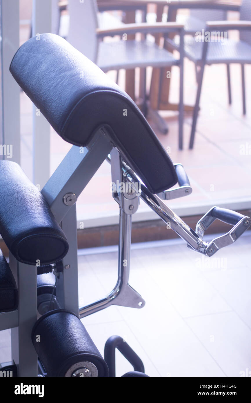 Gym exercise weight training bicep curl resistance machine in fitness ...