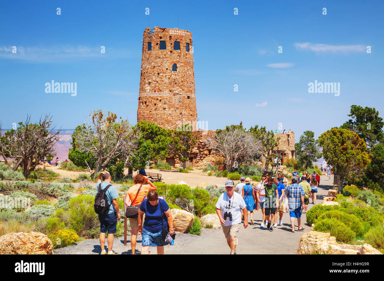 GRAND CANYON VILLAGE, AZ - AUGUST 20: Crowded with people Desert View ...