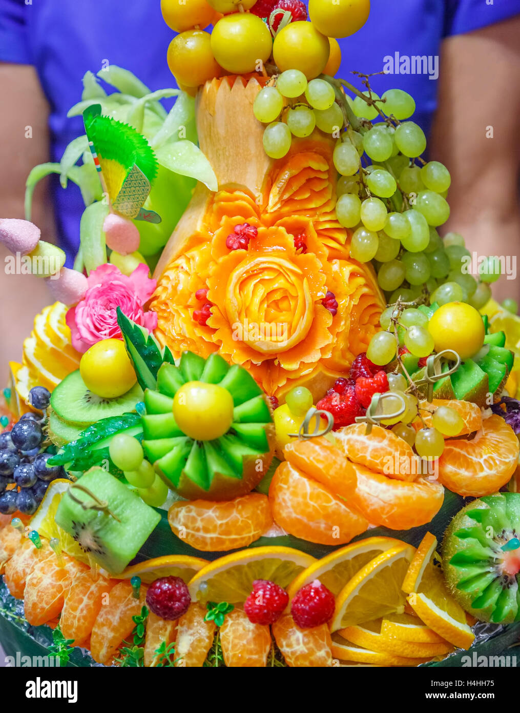 Collection of fruits beautifully decorated in the basket Stock Photo ...
