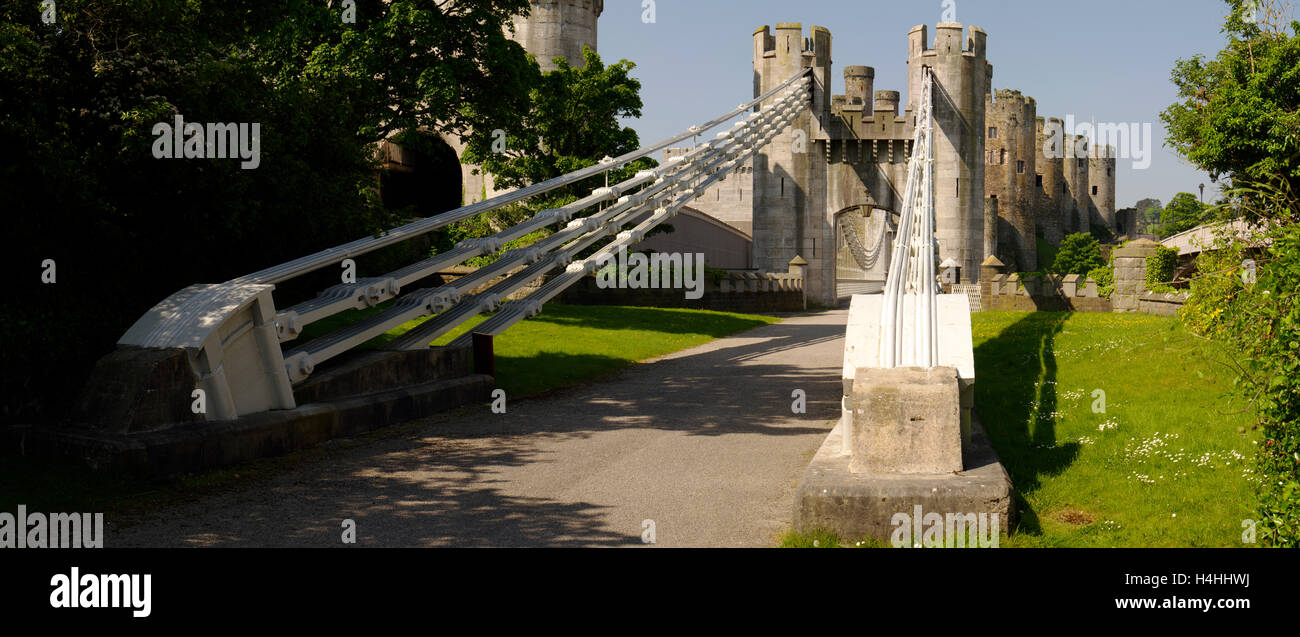 Suspension Bridge, Conwy Castle, North Wales Stock Photo - Alamy