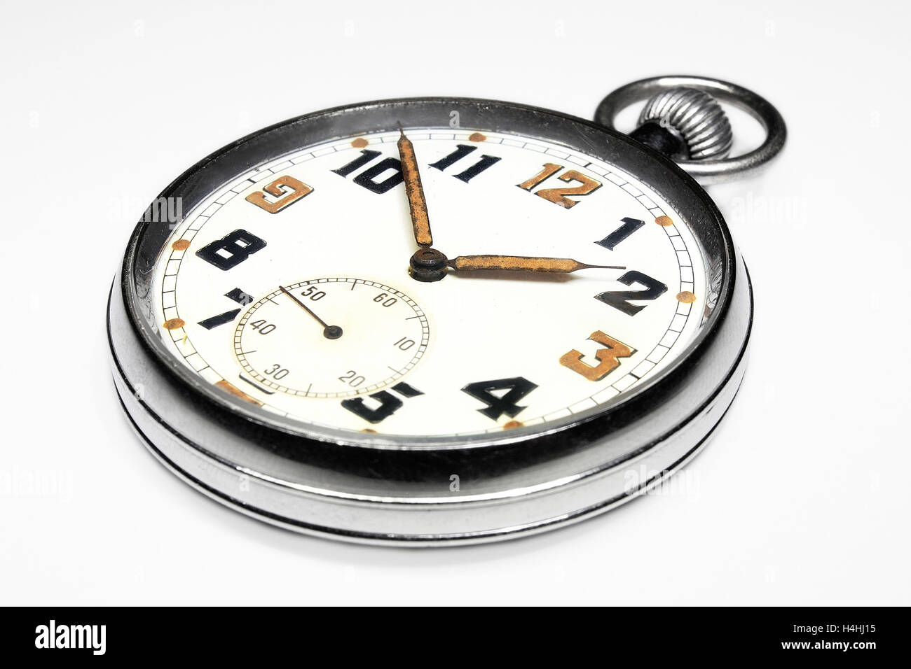 Vintage swiss pocket watch perspective right isolated on white ...