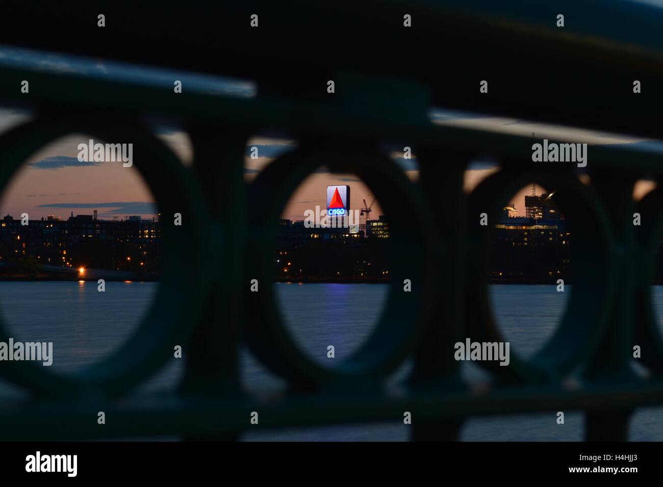 A long exopsure of the iconic Citgo sign above Kenmore Square in Boston ...
