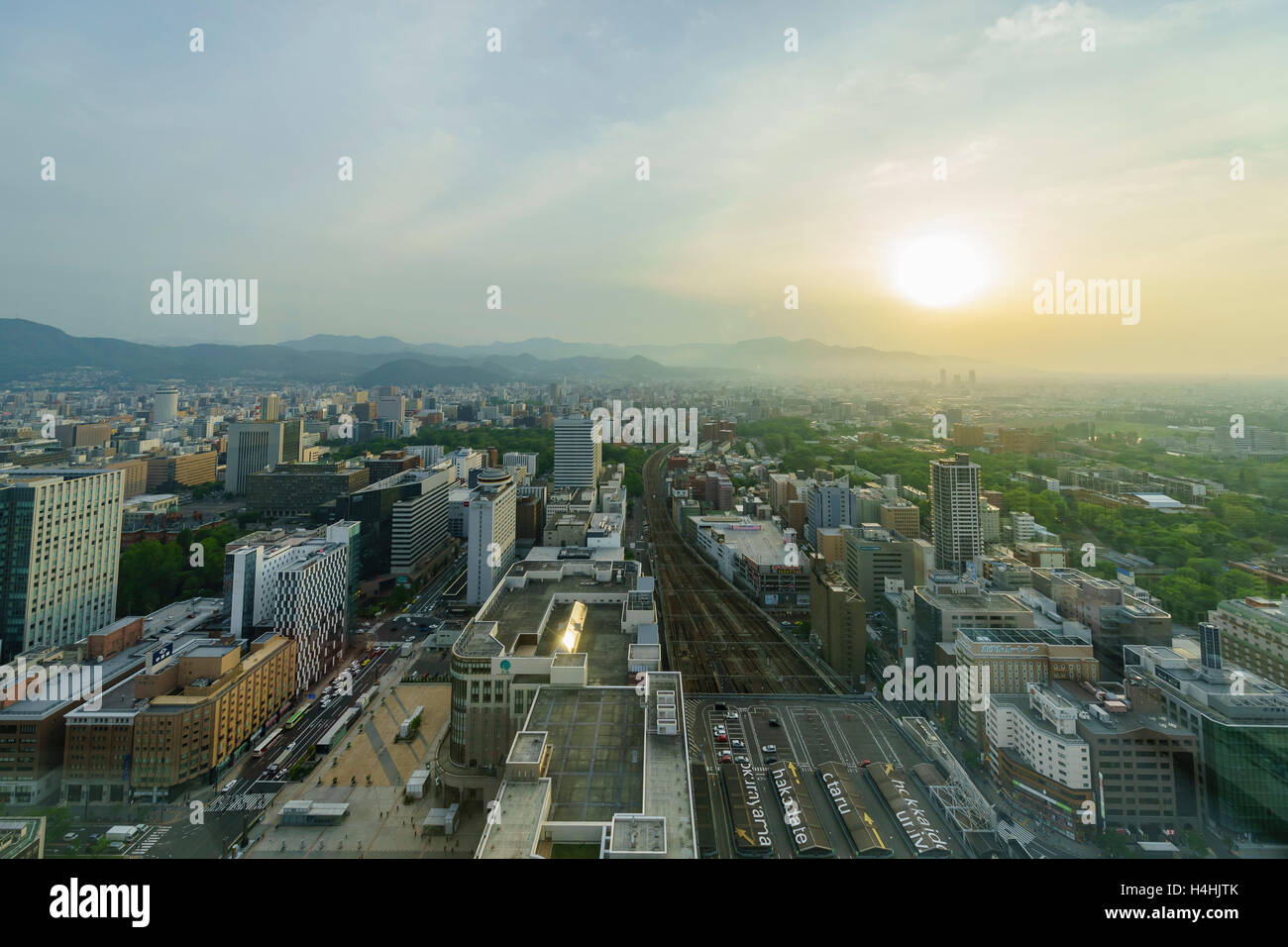 Sapporo, MAY 23: Aerial view of Sapporo city downtown on MAY 23, 2016 ...