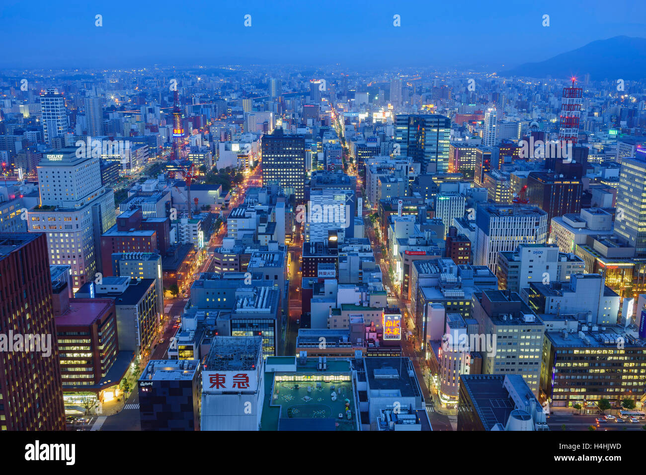 Sapporo, MAY 23: Aerial view of Sapporo city downtown on MAY 23, 2016 ...