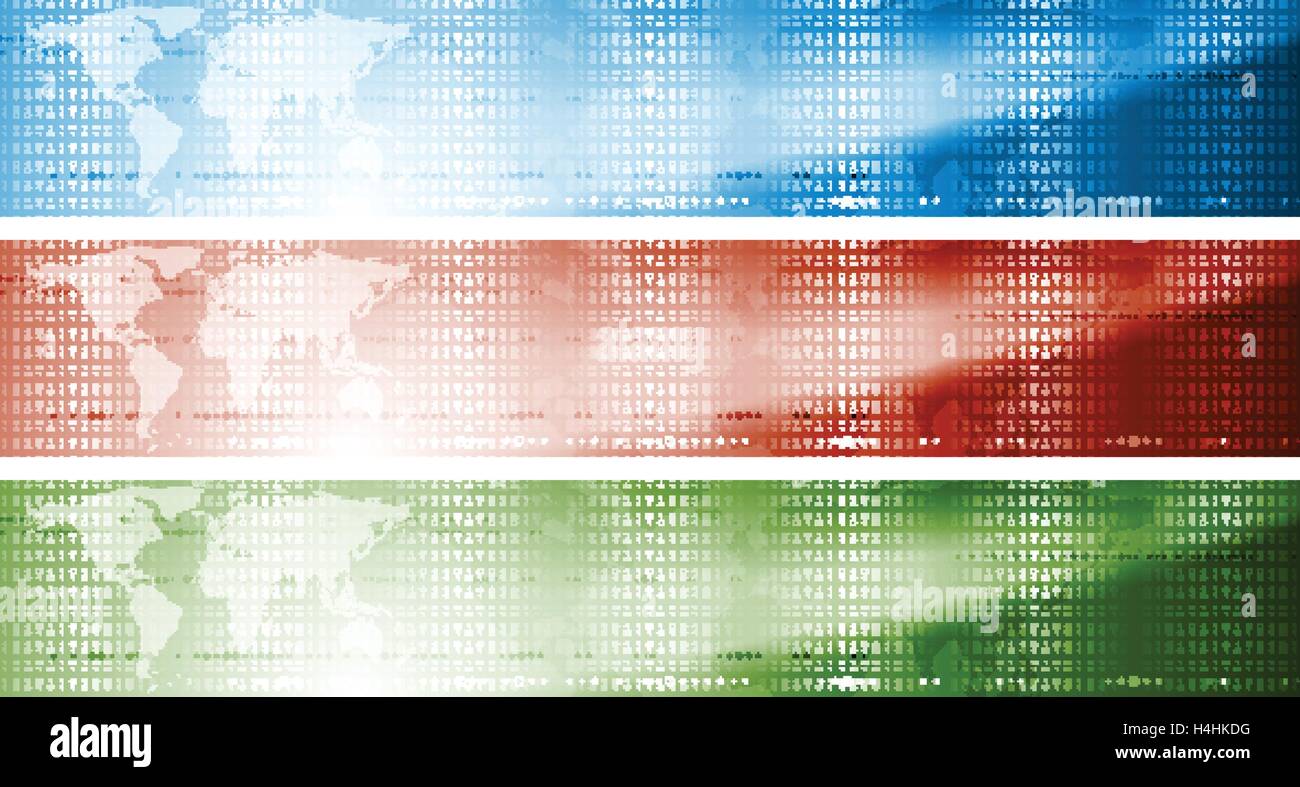 Abstract web tech headers bright design. Technology vector banners ...