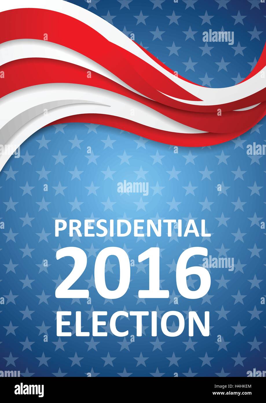 USA Presidential Election 2016 wavy flyer template. Vector background ...