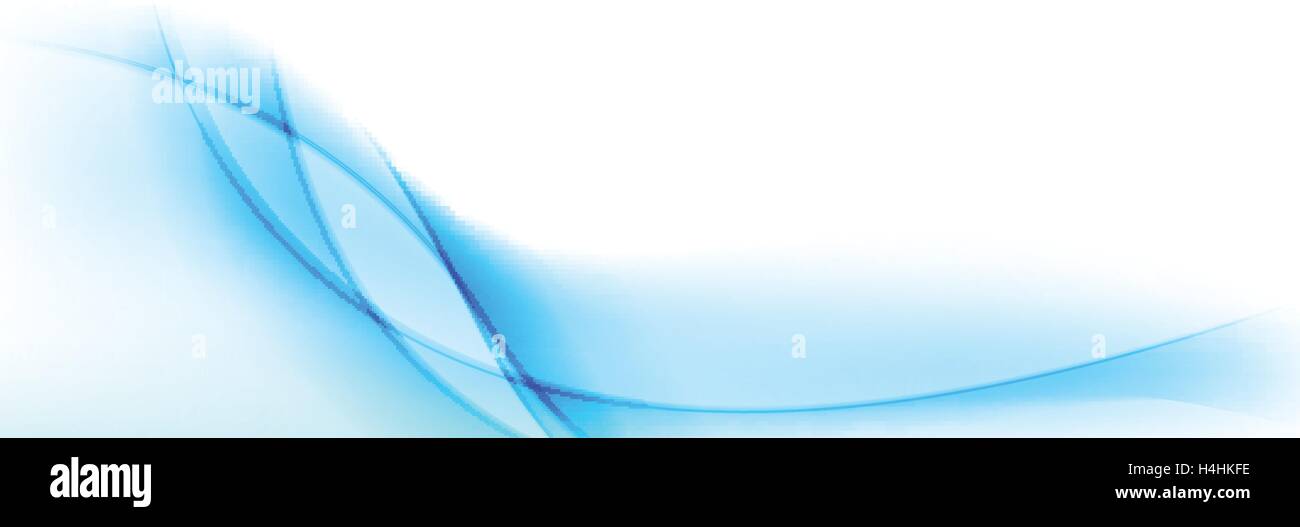 Abstract shiny blue wavy banner design. Vector waves header background ...