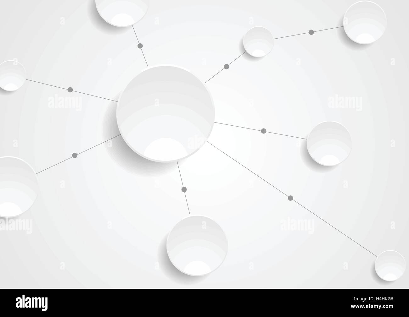 Blank paper integrated circles tech communication background with grey ...