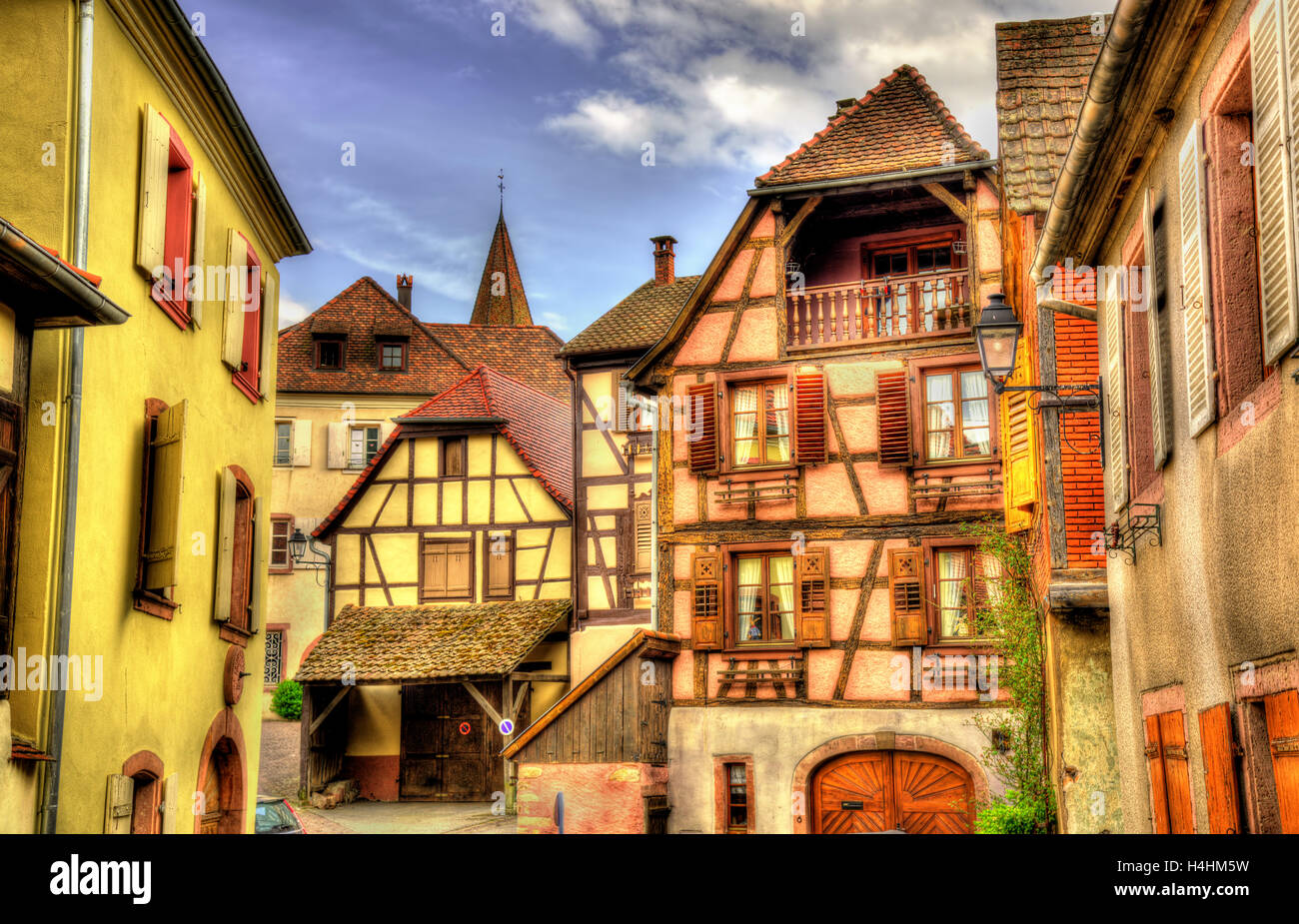Traditional timbered buildings in Hunawihr - Alsace, France Stock Photo ...