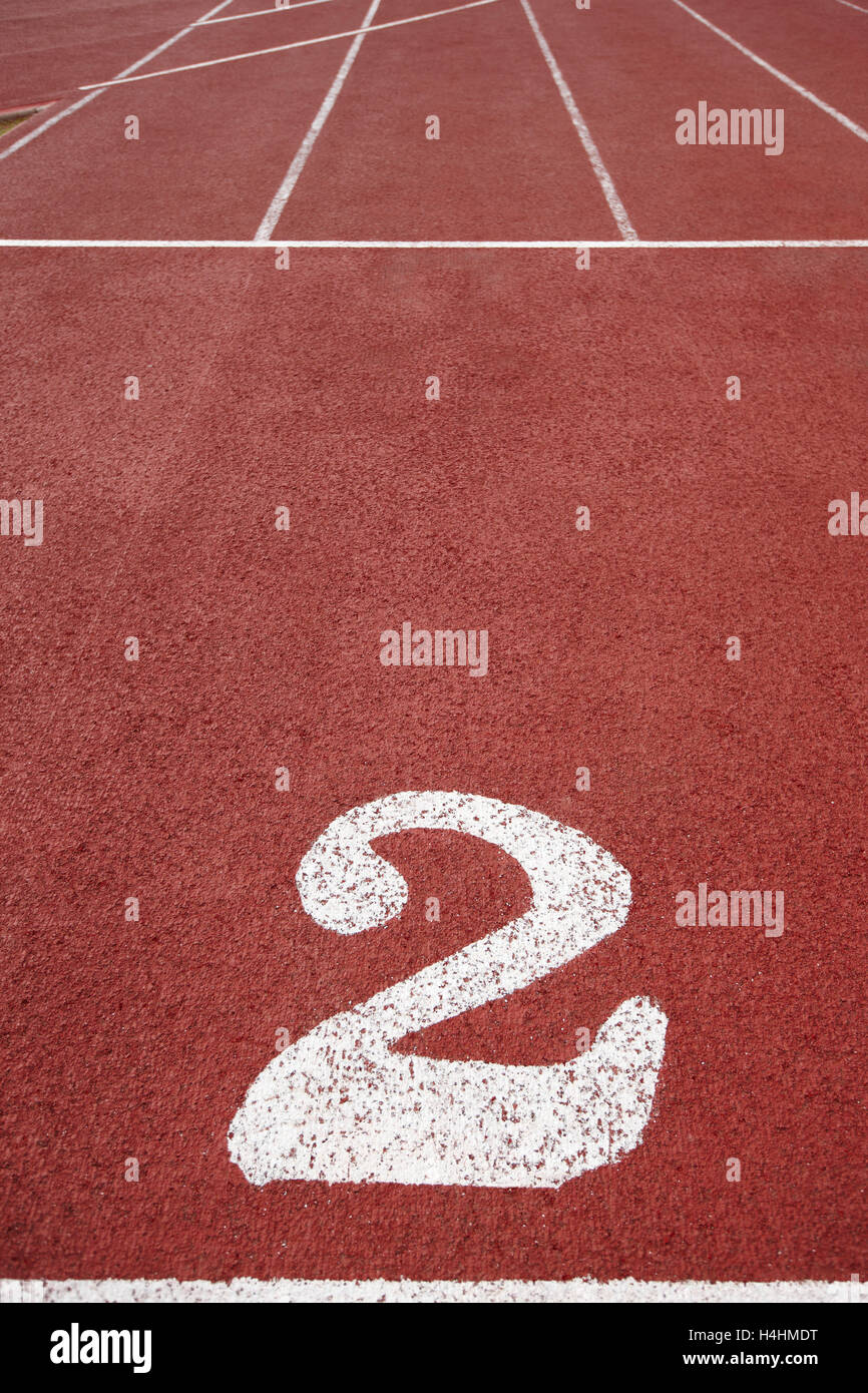 Number two signpost in an athletic running track. Vertical Stock Photo ...