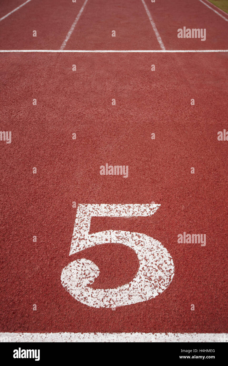 Number five signpost in an athletic running track. Vertical Stock Photo ...