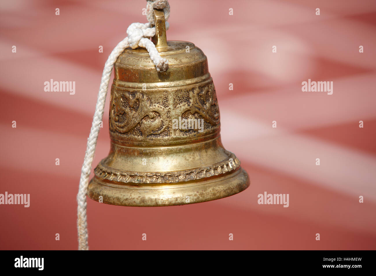 Golden bell in the finish line running track. Horizontal Stock Photo ...