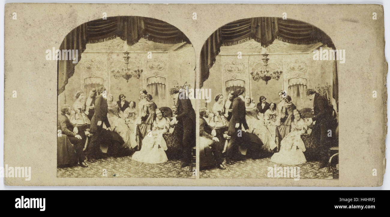 Scene in salon: company, Anonymous, 1855 Stock Photo - Alamy