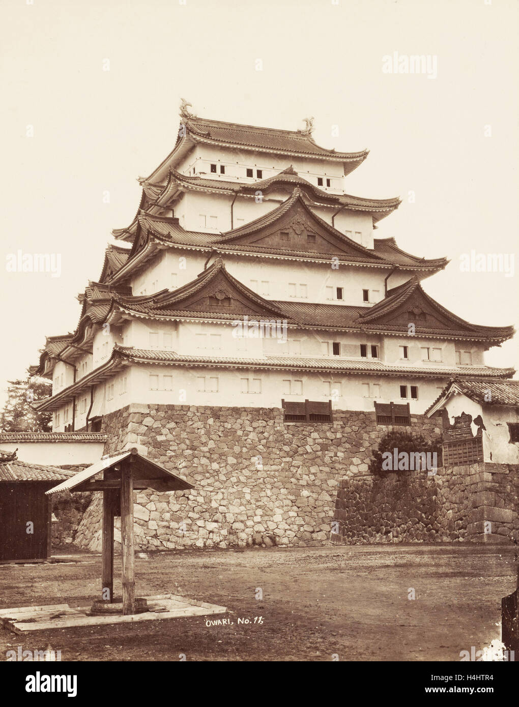 View of a temple in Owari Japan, Anonymous, before 1884 Stock Photo - Alamy