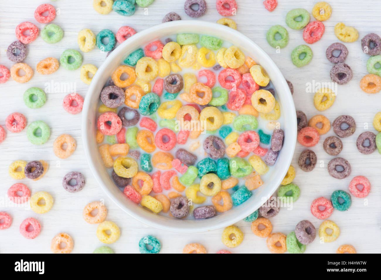 Froot Loops. Colourful breakfast cereal Stock Photo - Alamy