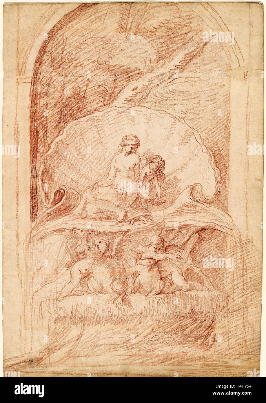 Edme Bouchardon, Rocaille Fountain with Venus, Amorini, and Swans ...